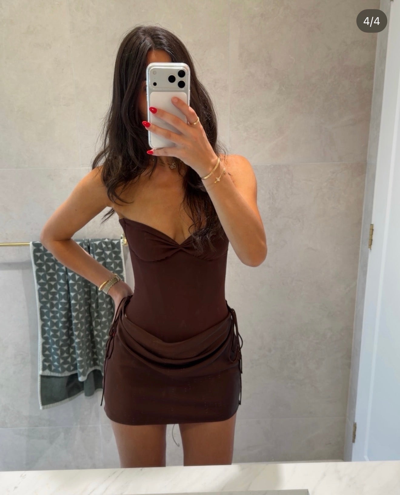 Natalie Rolt Verity Top with Evelyn Mini skirt in espresso – CNB Dress Hire