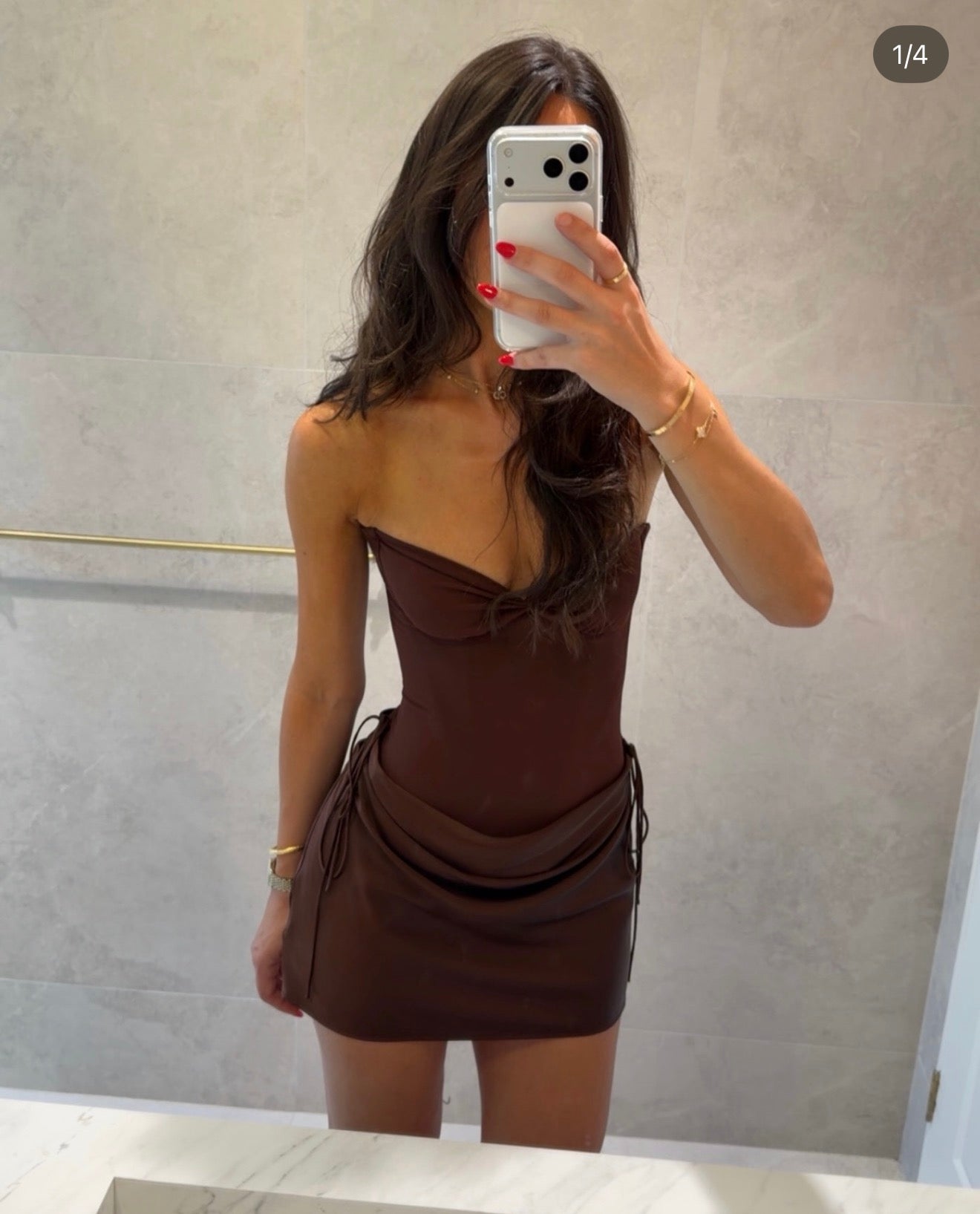 Natalie Rolt Verity Top with Evelyn Mini skirt in espresso – CNB Dress Hire